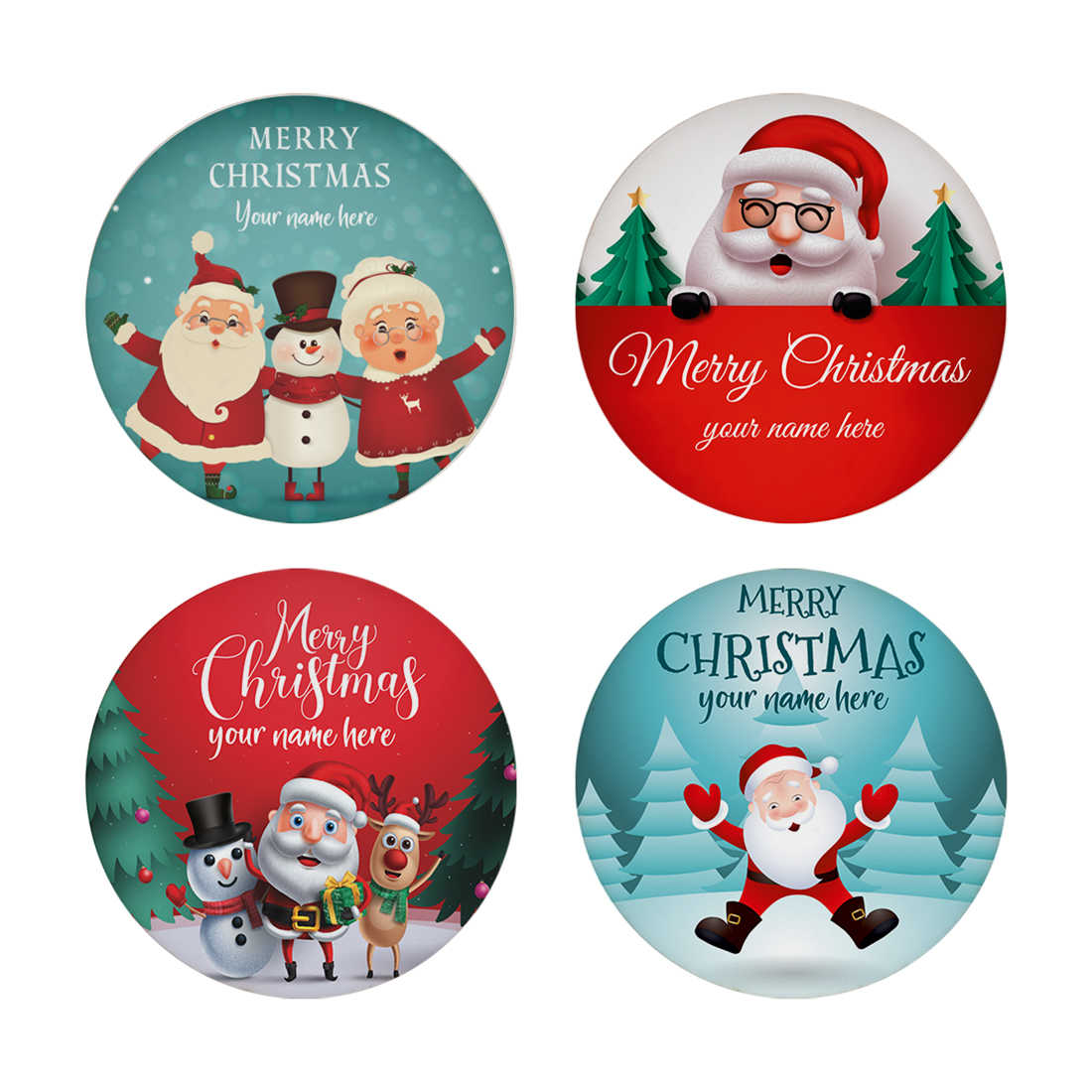 Personalised Merry Christmas MDF Coaster Set Of 4