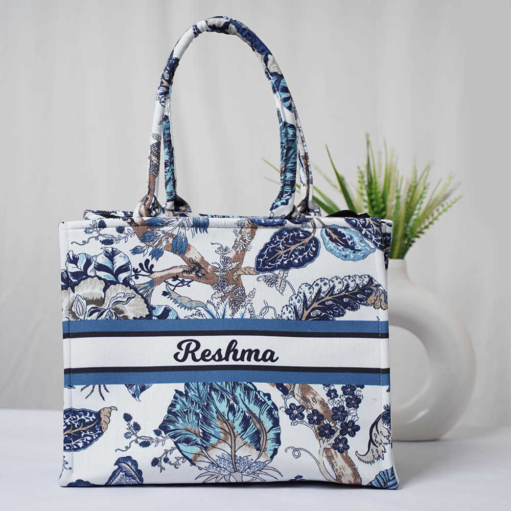 Floral Printed Customised Box Tote Bag - Crazy Corner – Uncommongifts.in
