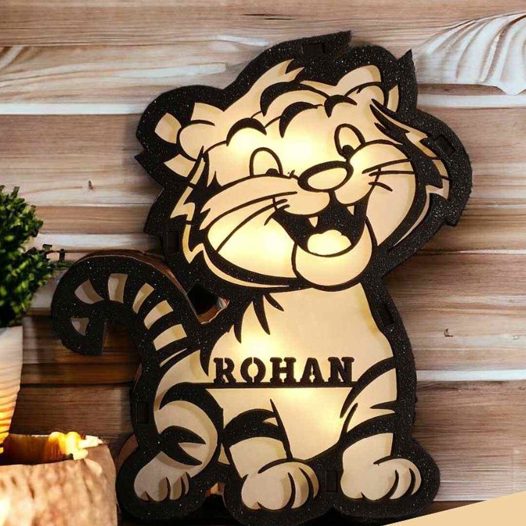 Customized Wooden Tiger LED Table Lamp