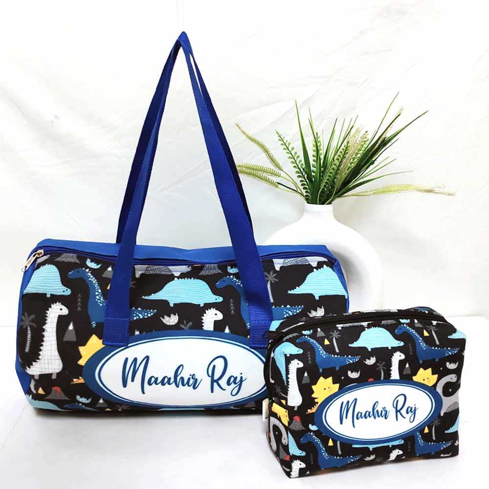 Personalised Animals Duffle Bag & Box Pouch Kids Combo