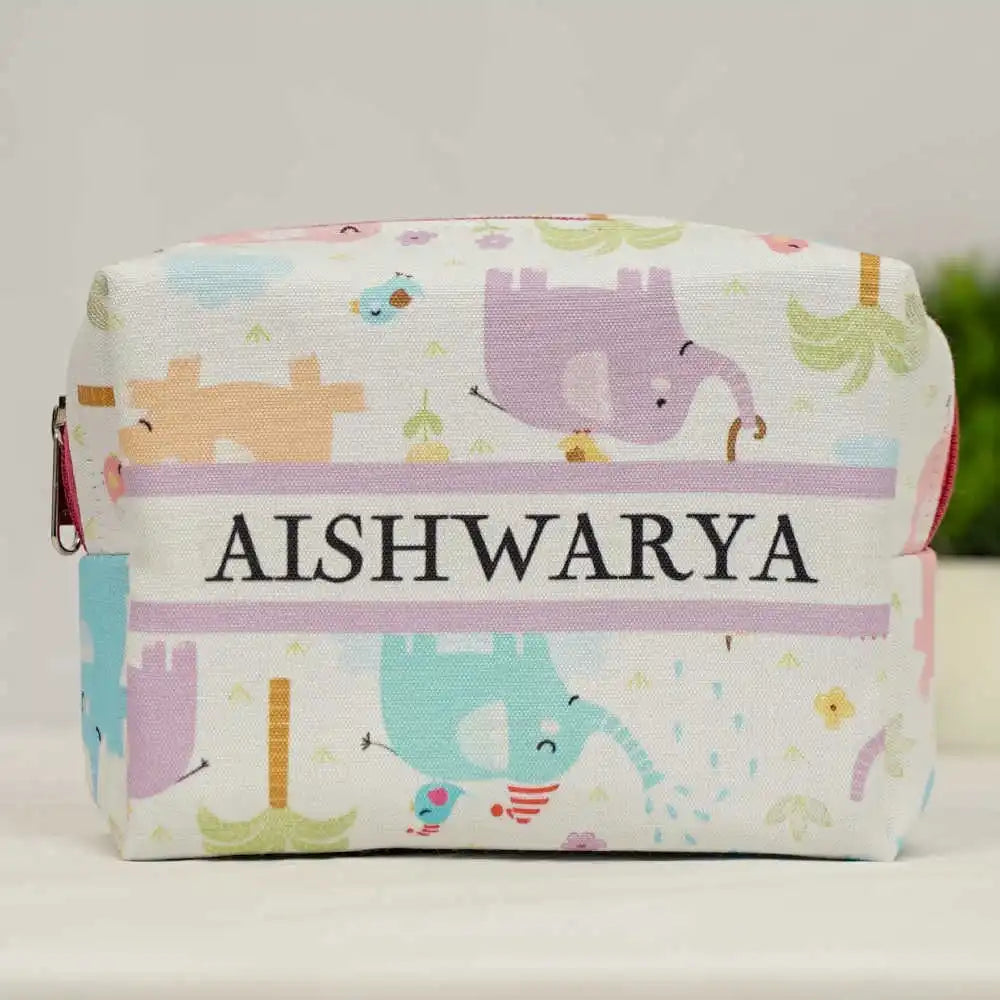 Personalized Elephant Printed Kids Box Pouch