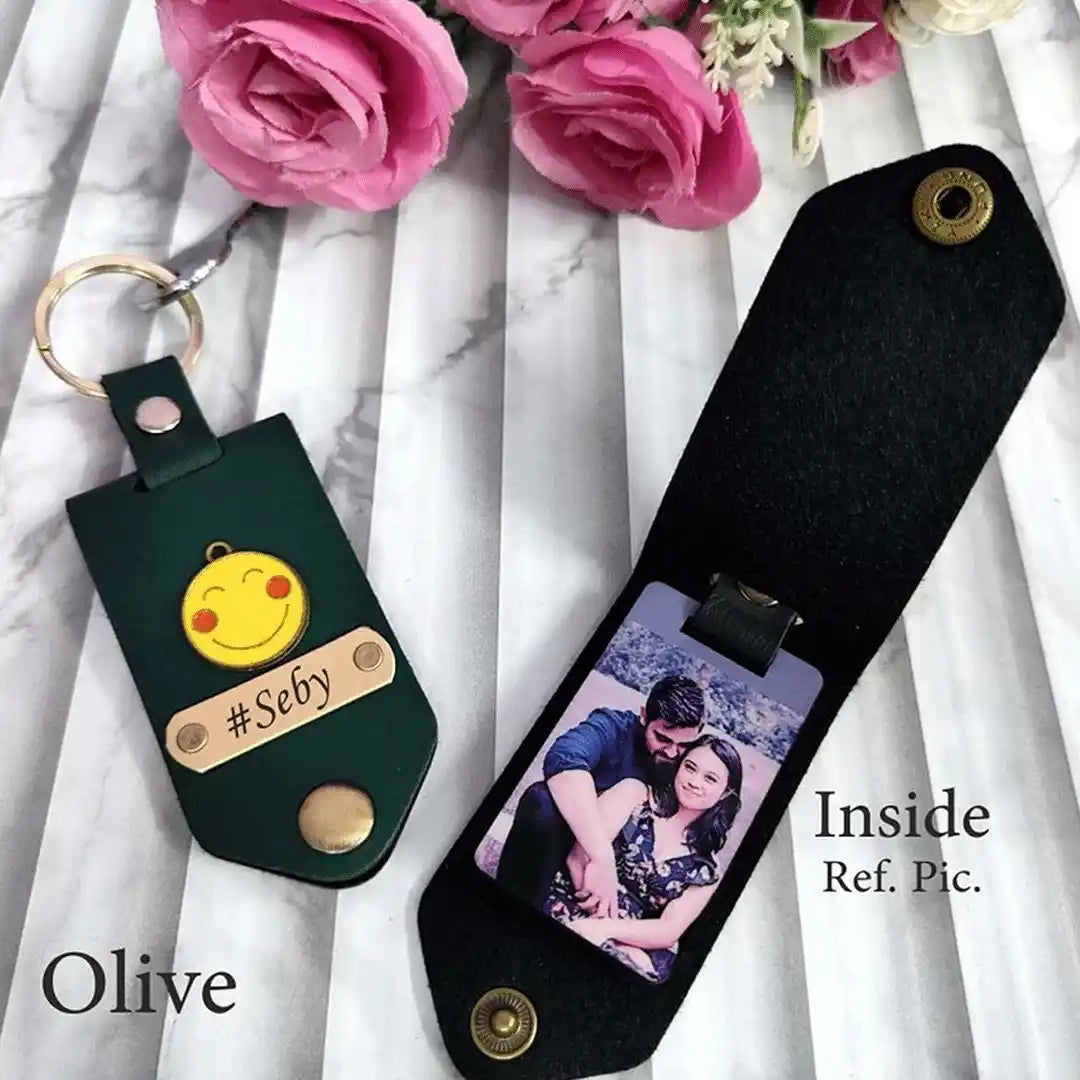 Personalized Keychain With Charms - Tan - Uncommongifts – Uncommongifts.in