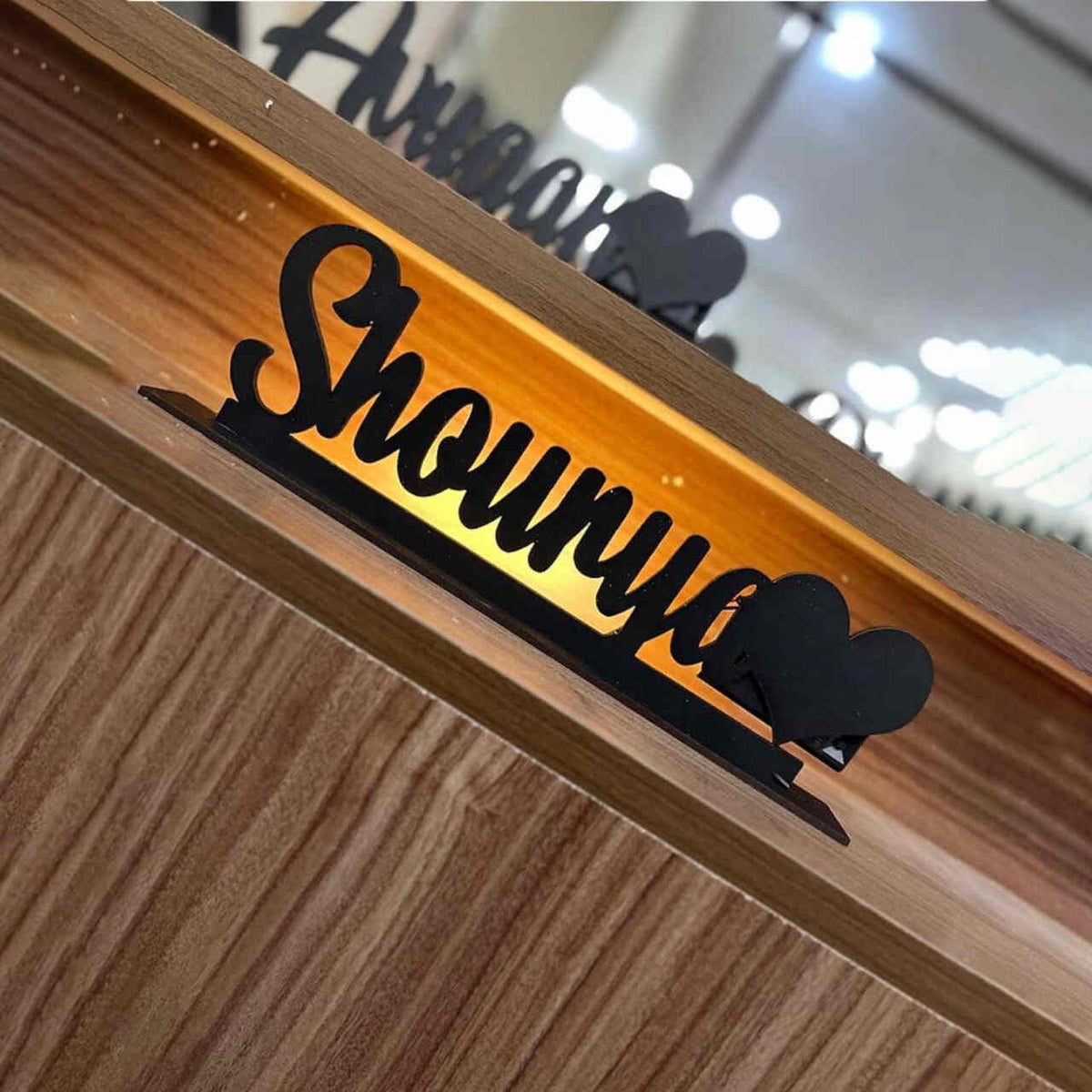 Personalized Wooden LED Name Heart Plate