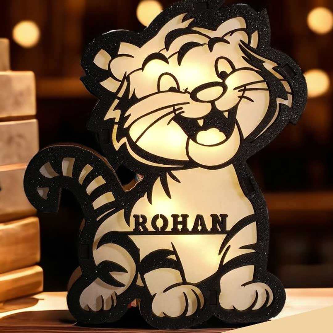 Customized Wooden Tiger LED Table Lamp